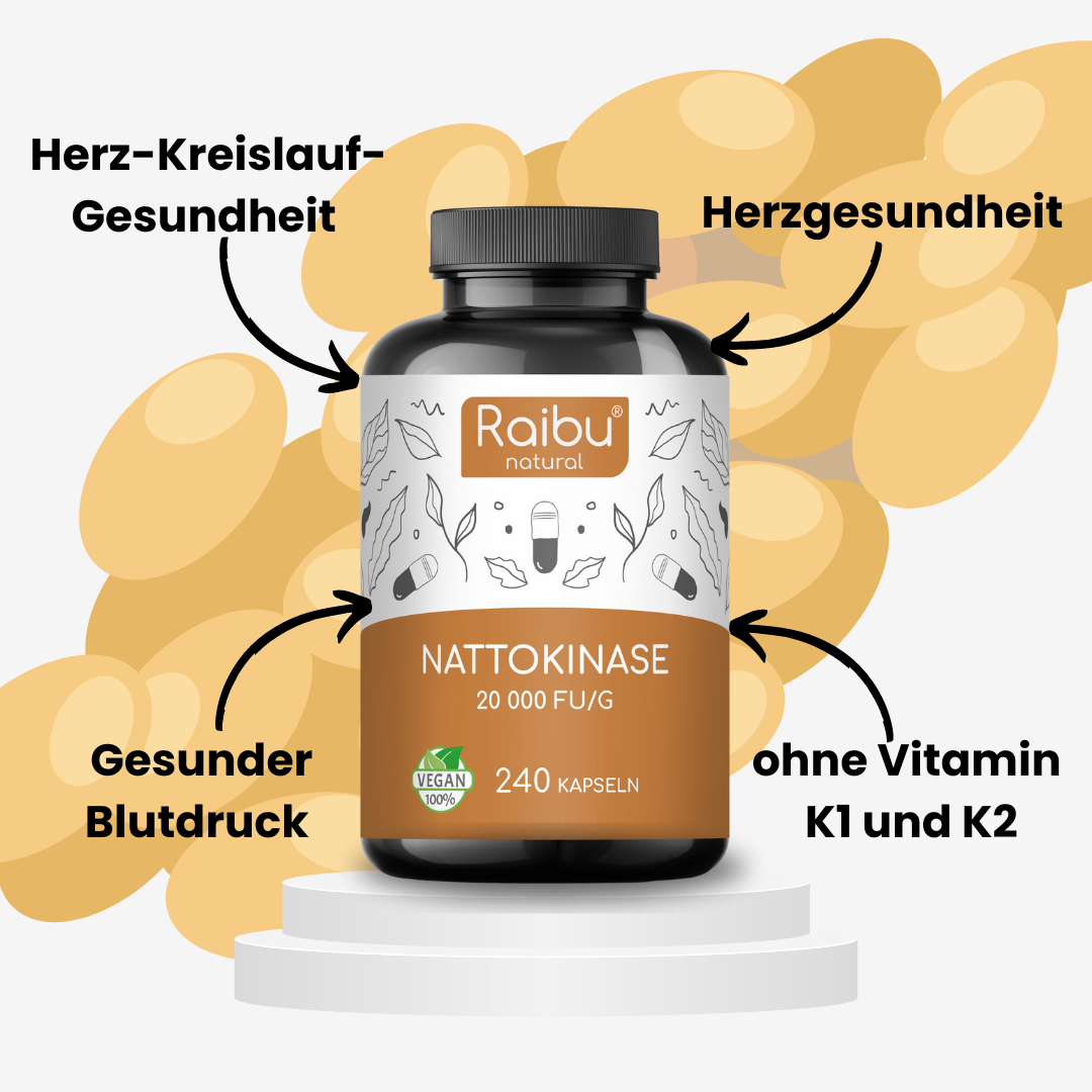 100mg Nattokinase Kapseln - Hochdosiert & Vegan | Raibu Natural