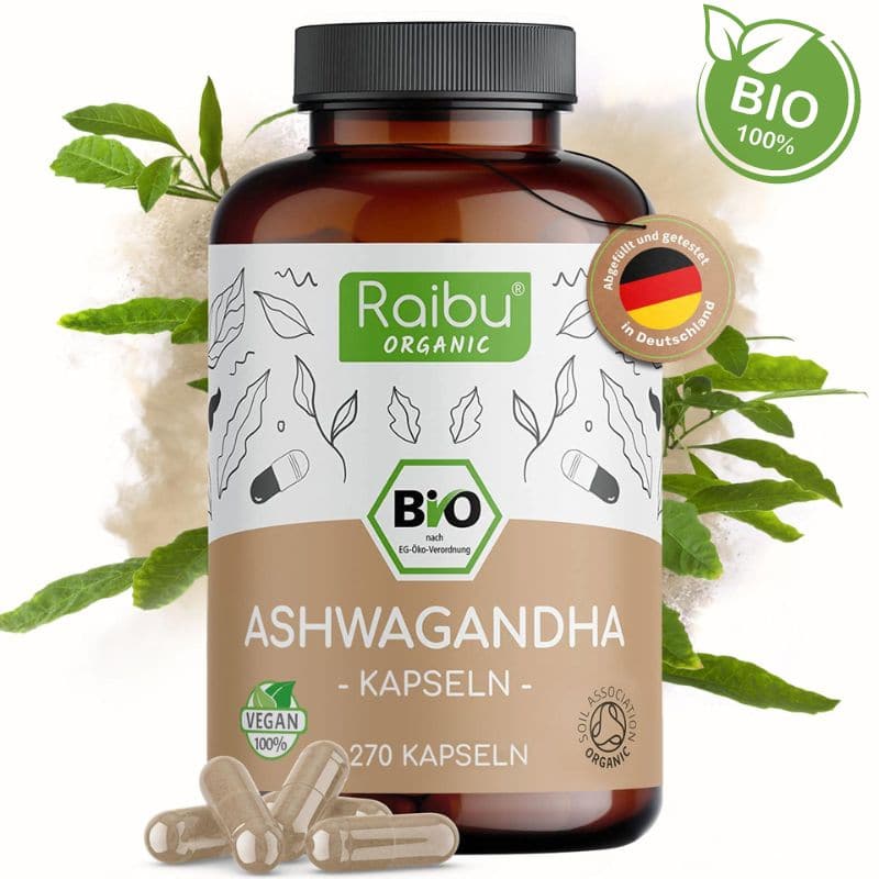 BIO Ashwangandha Kapseln Hochdosiert (2400 mg) | Raibu Organic